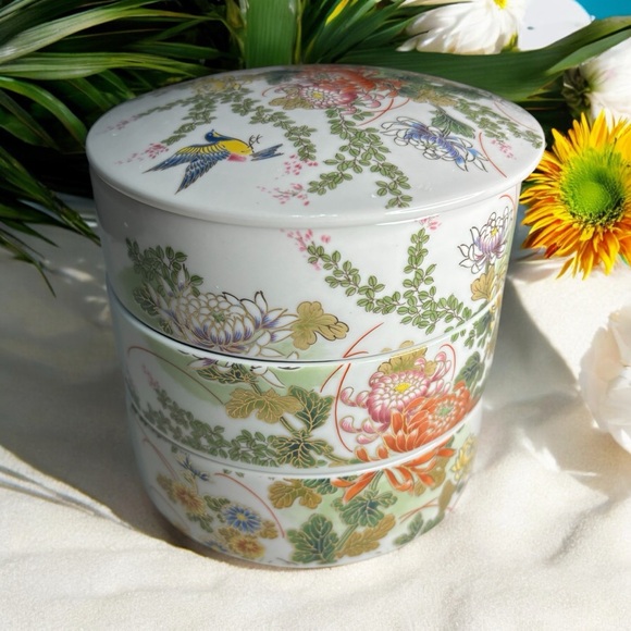 Source Unknown | Art | Japanese Shibata Toki Porcelain 3 Tier Trinket ...